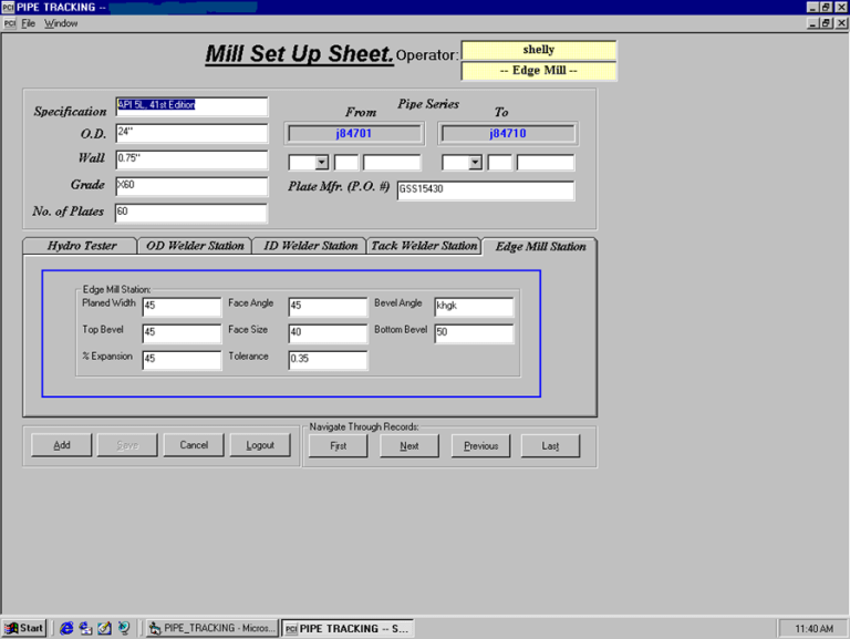 PipeTracker (Pipeline Manufacturing Process Tracking)